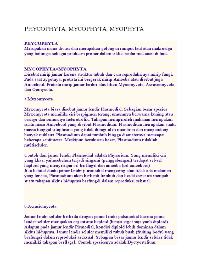 Phycophytaphycophyta, Mycophyta, Myophyta | PDF