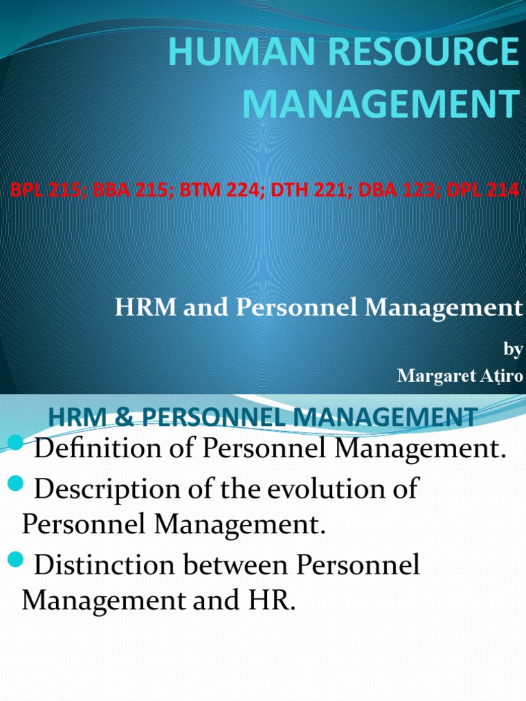 HRM vs. Personnel Management | PDF | Human Resource Management ...
