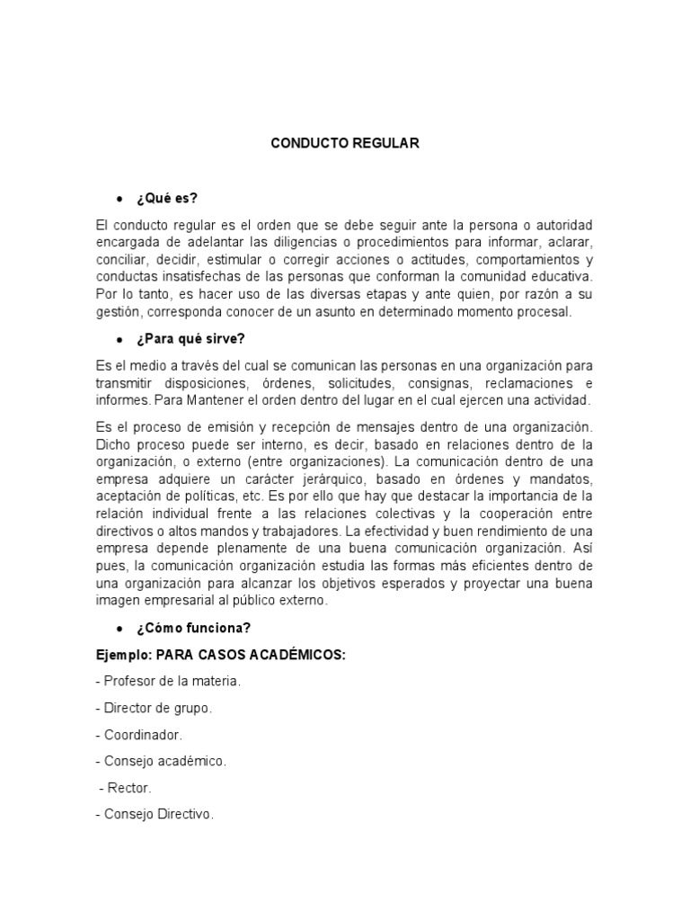 Conducto Regular en Educación | PDF | Comunicación | Conceptos psicologicos