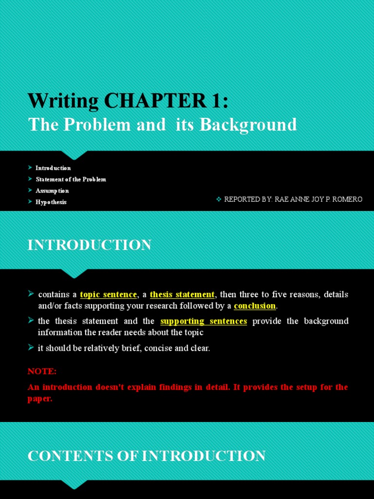 10 - Writing Chapter 1 - The Problem and Its Background | PDF ...