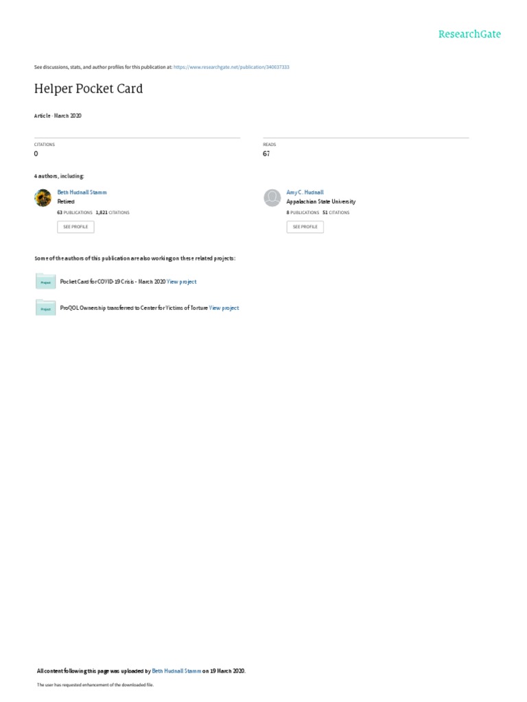 Helper Pocket Card: March 2020 | PDF | Business
