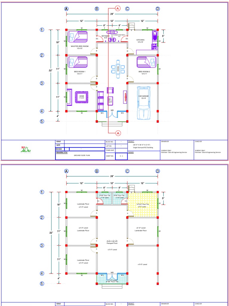 Single Storeyed RCC Building Drawing-1 PDF | Download Free PDF | Building Materials ...