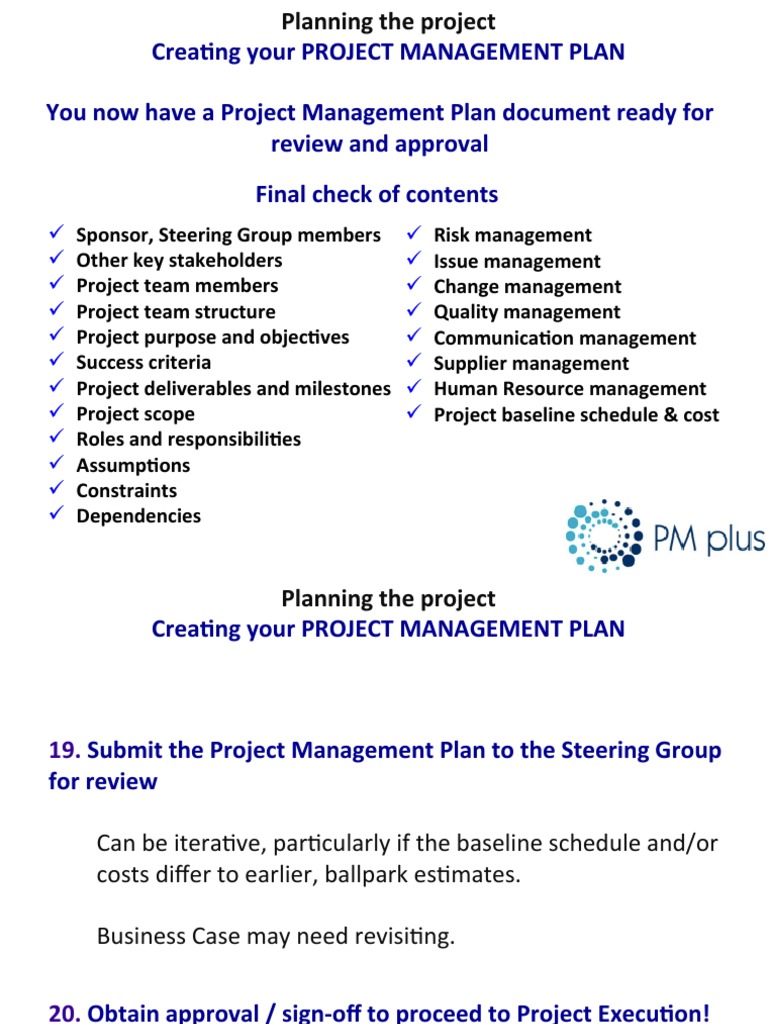 Lecture 24 Creating Your Project Management Plan Steps 19 and 20 | PDF ...