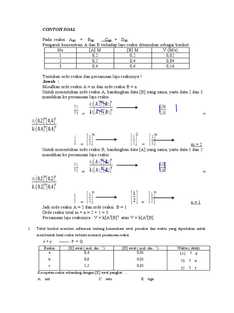 Soal Persamaan Laju Reaksi | PDF