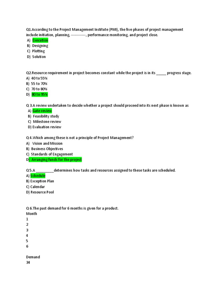 MCQ Project Managment | PDF | Net Present Value | Project Management