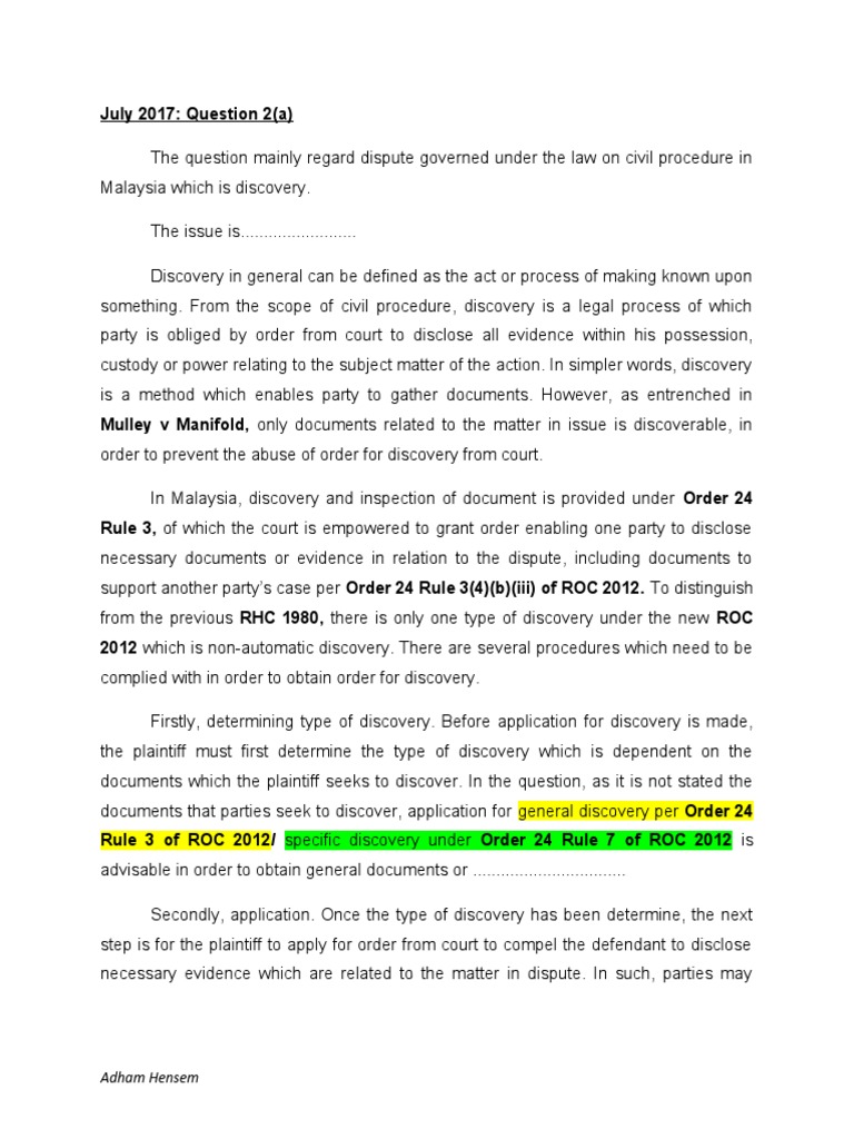 Discovery | PDF | Discovery (Law) | Legal Procedure