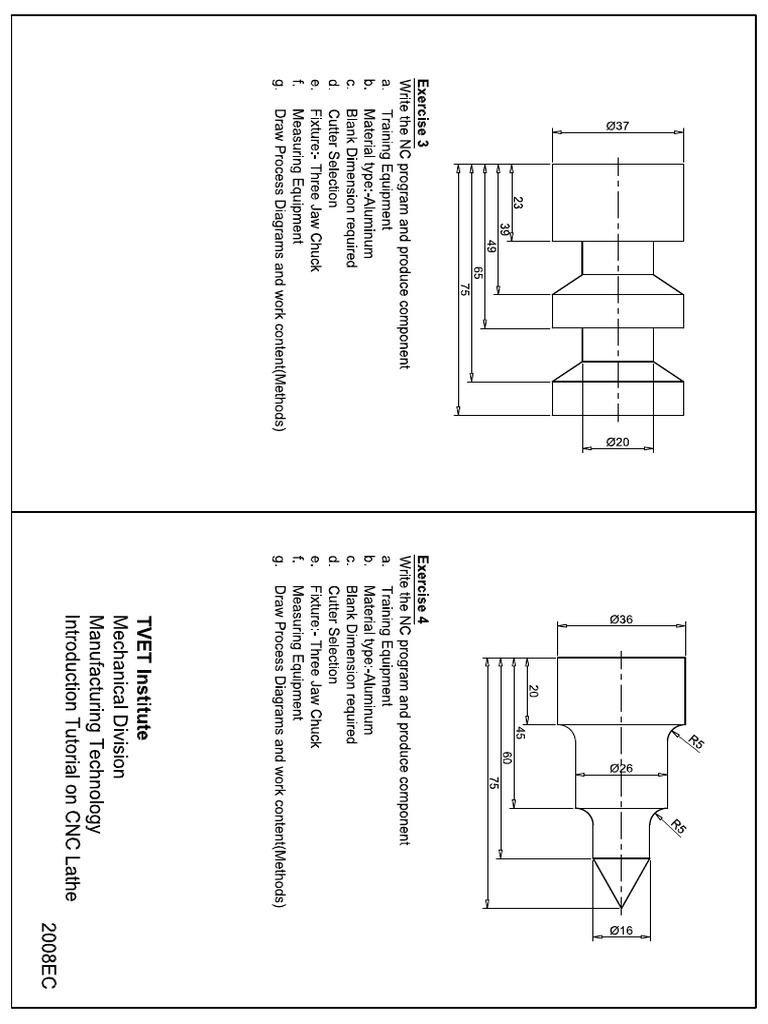 Exercise 3 and 4 On CNC Lathe Manual Operation Model PDF | PDF