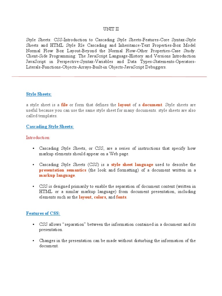IT 2352-Unit 2 | PDF | Cascading Style Sheets | Java Script
