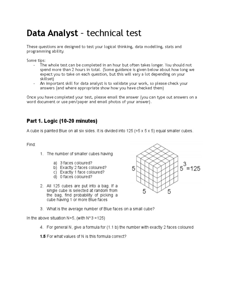 Data Analyst - Technical Interview | PDF | Data Analysis | Numbers