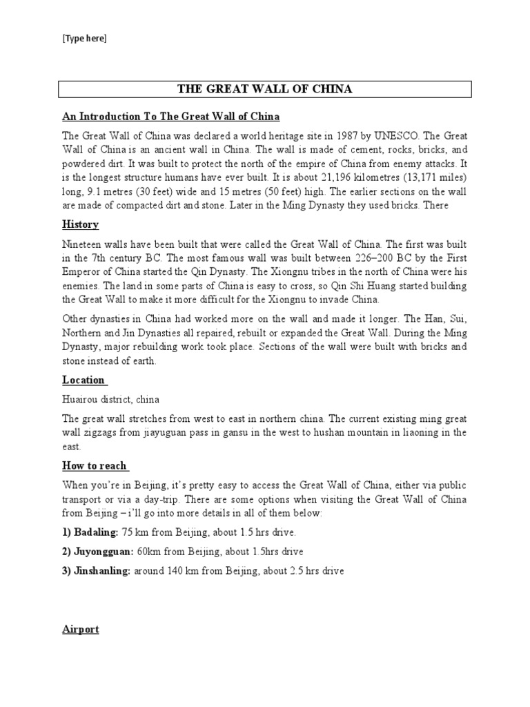 The Great Wall of China | PDF | China | World Politics
