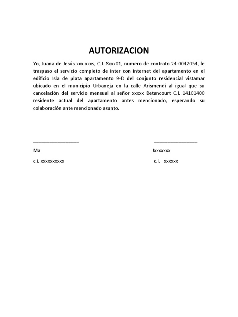 Modelo de Carta Cambio de Cliente Intercable | PDF