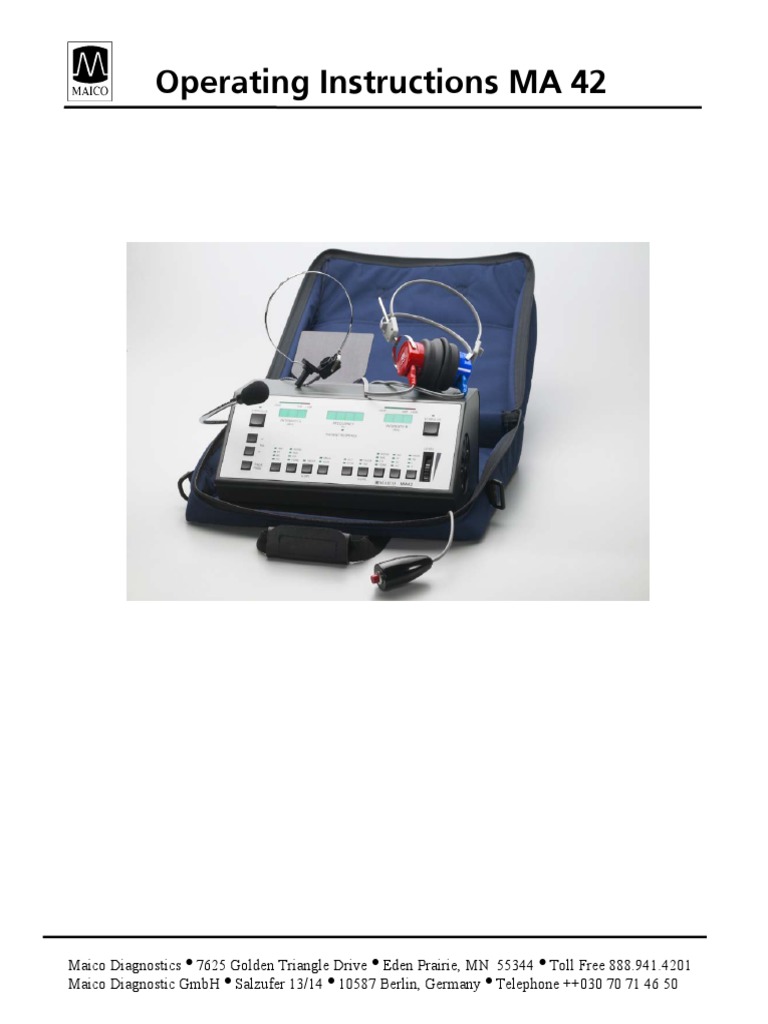 Operating Instructions MA 42 - Maico Diagnostics PDF | PDF | Headphones ...