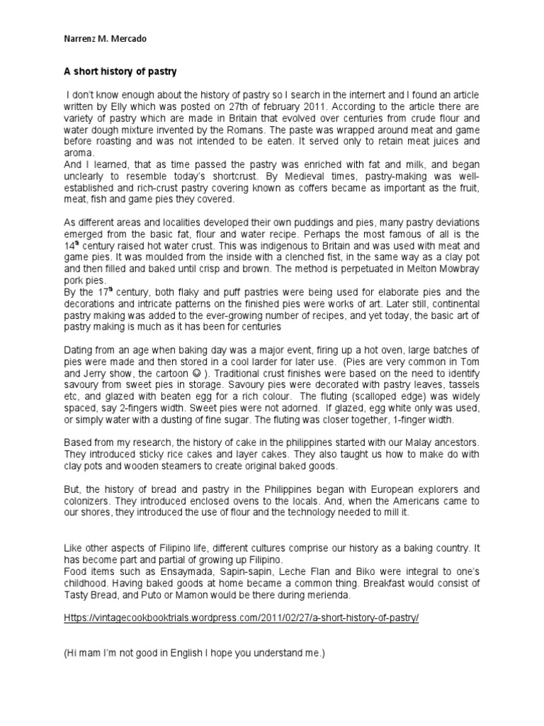 A Short History of Pastry | PDF | Custard | Baking