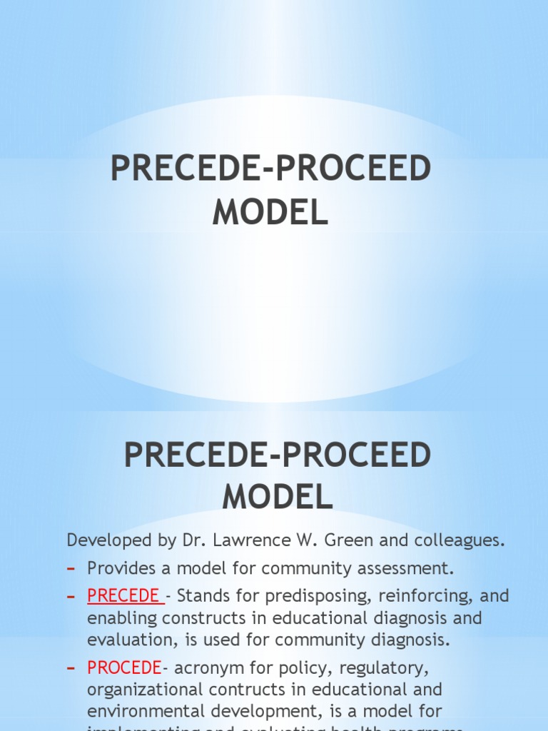 PRECEDE-PROCEED Health Model Guide | PDF | Psychological Concepts ...