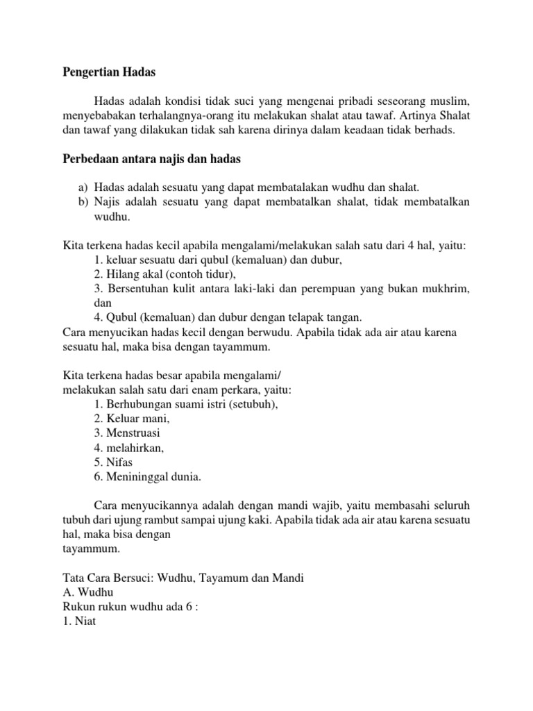 Panduan Lengkap Hadas dan Cara Bersuci | PDF