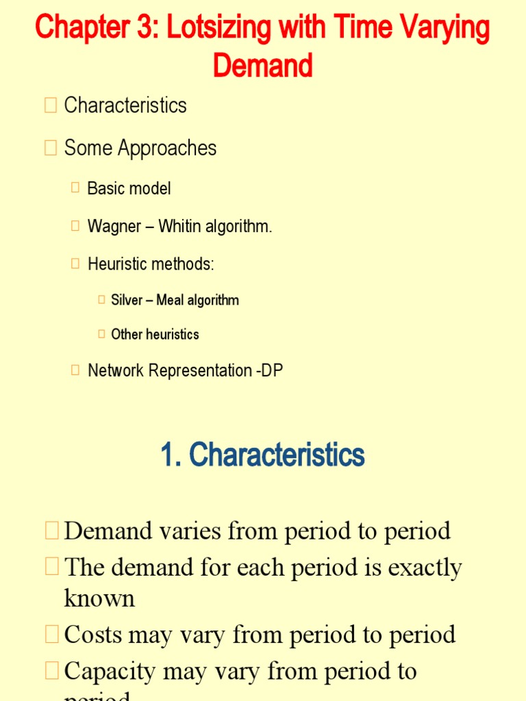 Chapter 3 - Single Item - Lotsizing With Time Varying Demand | PDF | Mathematical Optimization ...