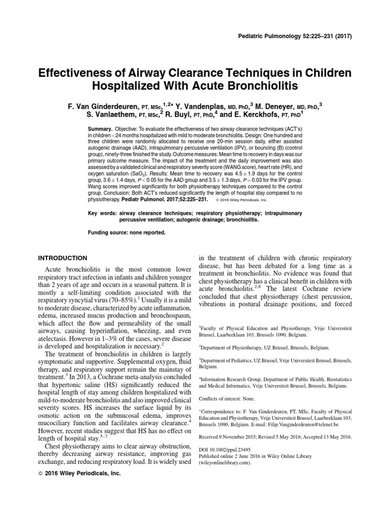Effectiveness of Airway Clearance | PDF | Exhalation | Physical Therapy