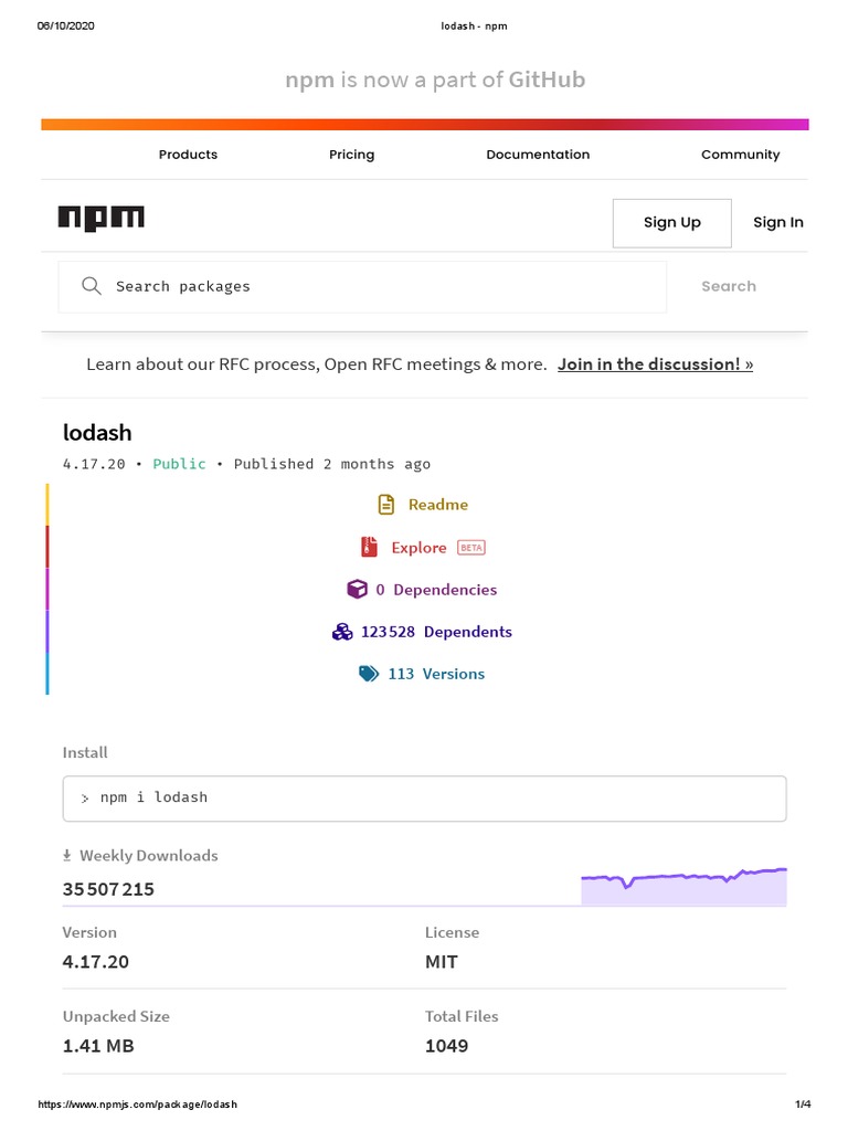NPM Is Now A Part of Github: Lodash | PDF | Software Development ...