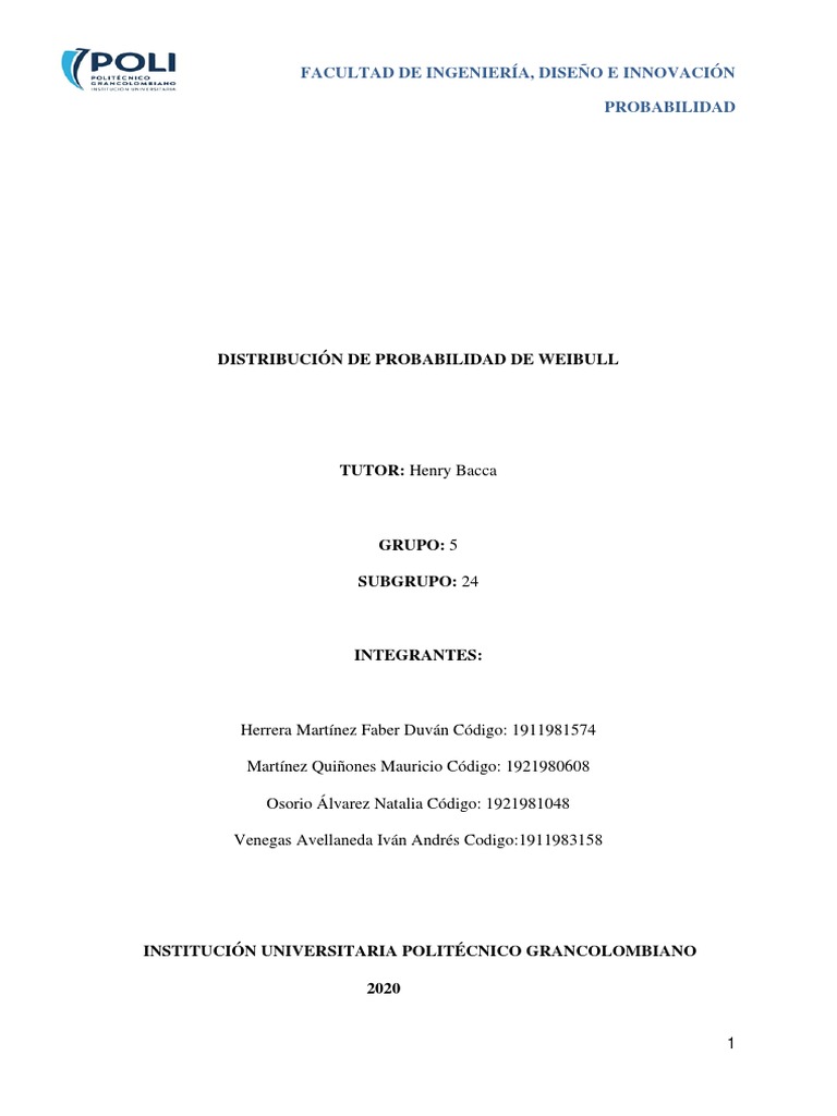 Distribución de Probabilidad de Weibull PDF | PDF | Diferencia | Histograma