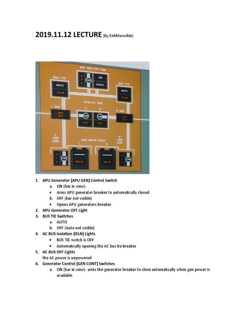 APU Generator (APU GEN) Control Switch | PDF | Switch | Electric Generator