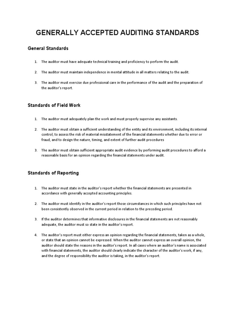 GENERALLY ACCEPTED AUDITING STANDARDS (GAAS | PDF