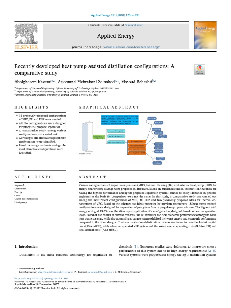 Recently Developed Heat Pump Assisted Distillation Configurations - A ...