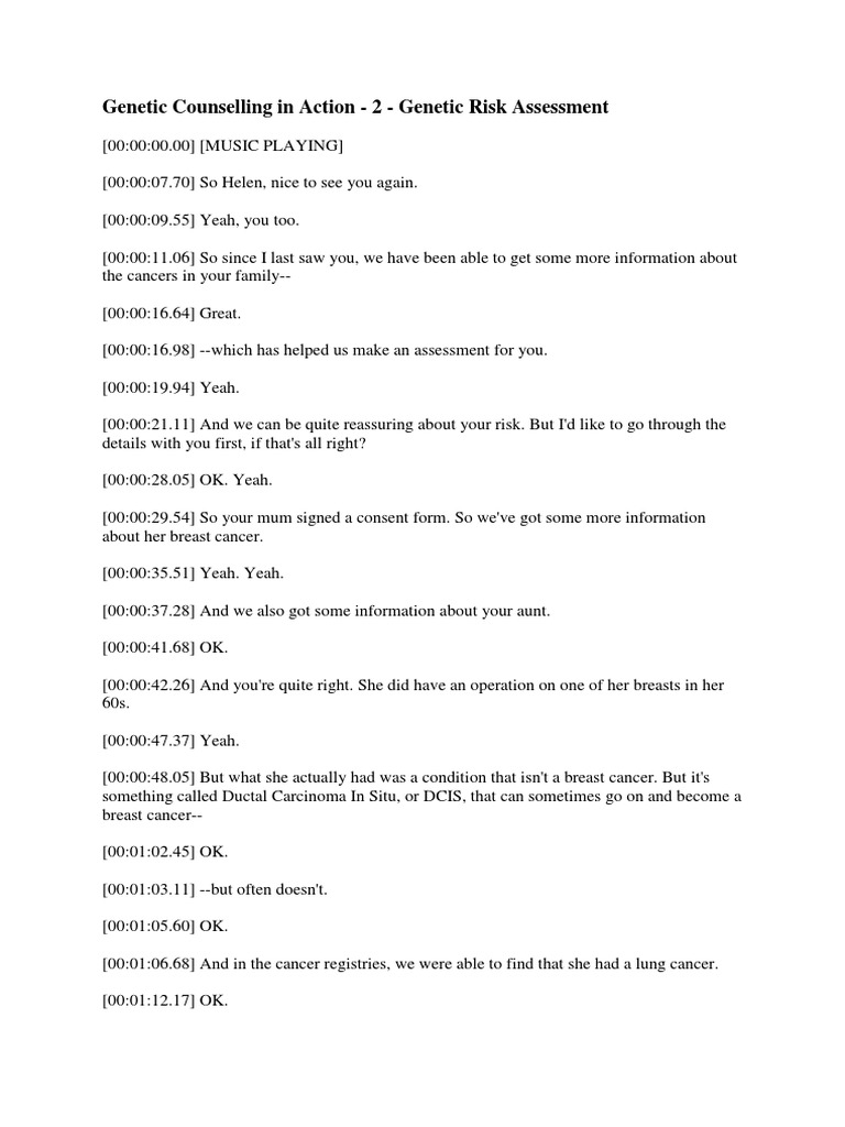 Genetic Counselling in Action - 2 - Genetic Risk Assessment - Stamped ...