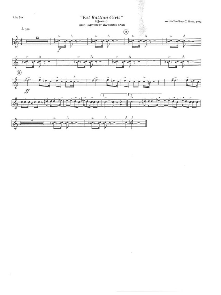 Fat Bottom Girls - Queen Marching Band | PDF