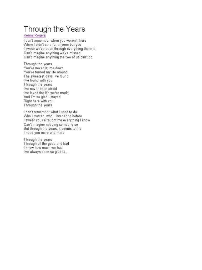 Lyrics Through The Years | PDF