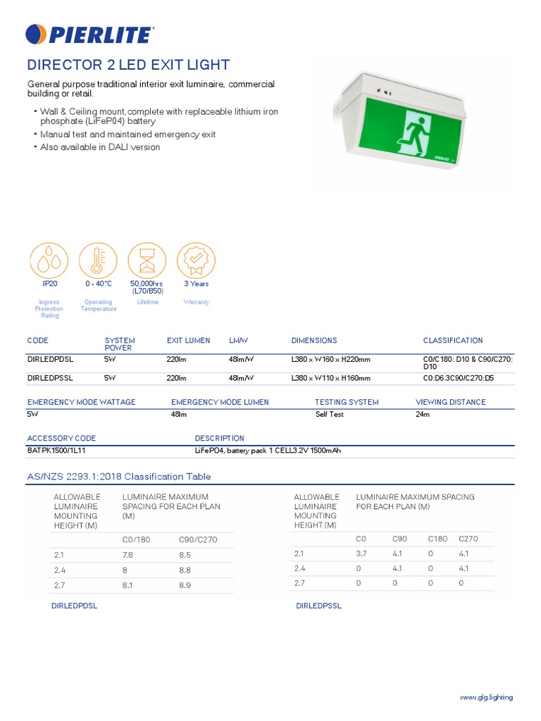 Pierlite-Director 2 Led Exit Light | PDF | Building Engineering | Nature
