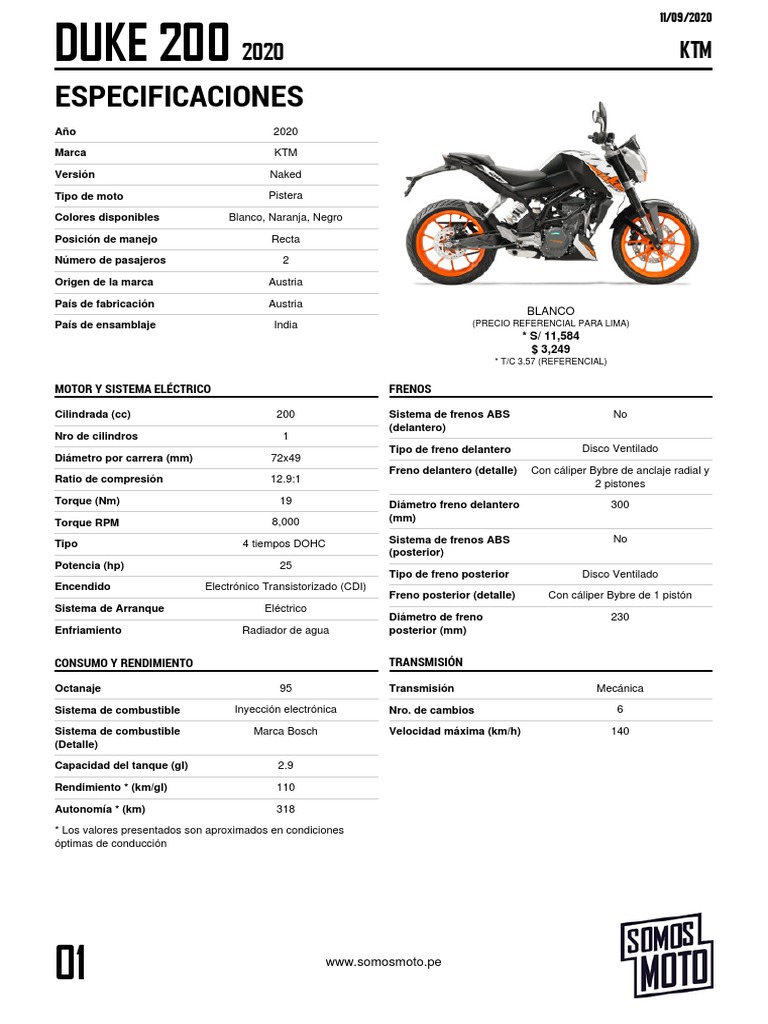 KTM Duke 200 | PDF | Esfuerzo de torsión | Motocicleta
