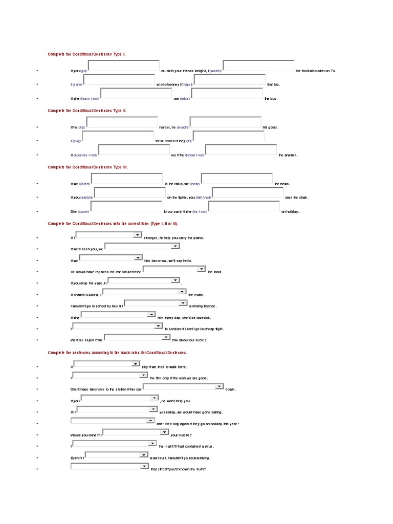 Complete The Conditional Sentences | PDF | Syntax | Language Mechanics