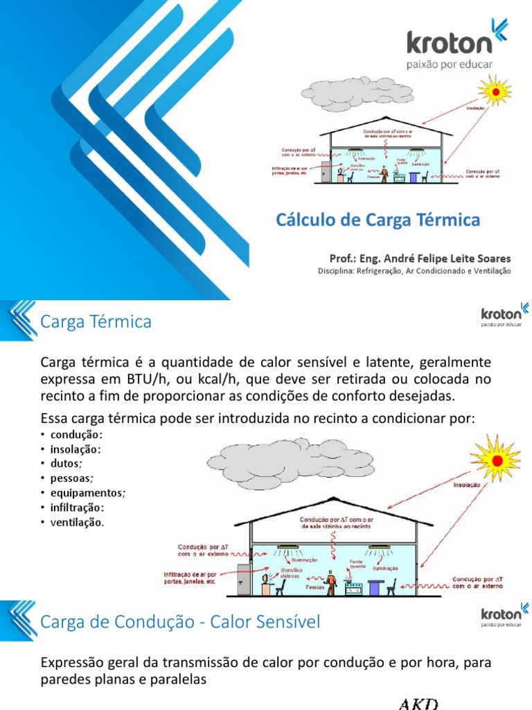 Cálculo de Carga Térmica PDF | PDF | Condução térmica | Calor