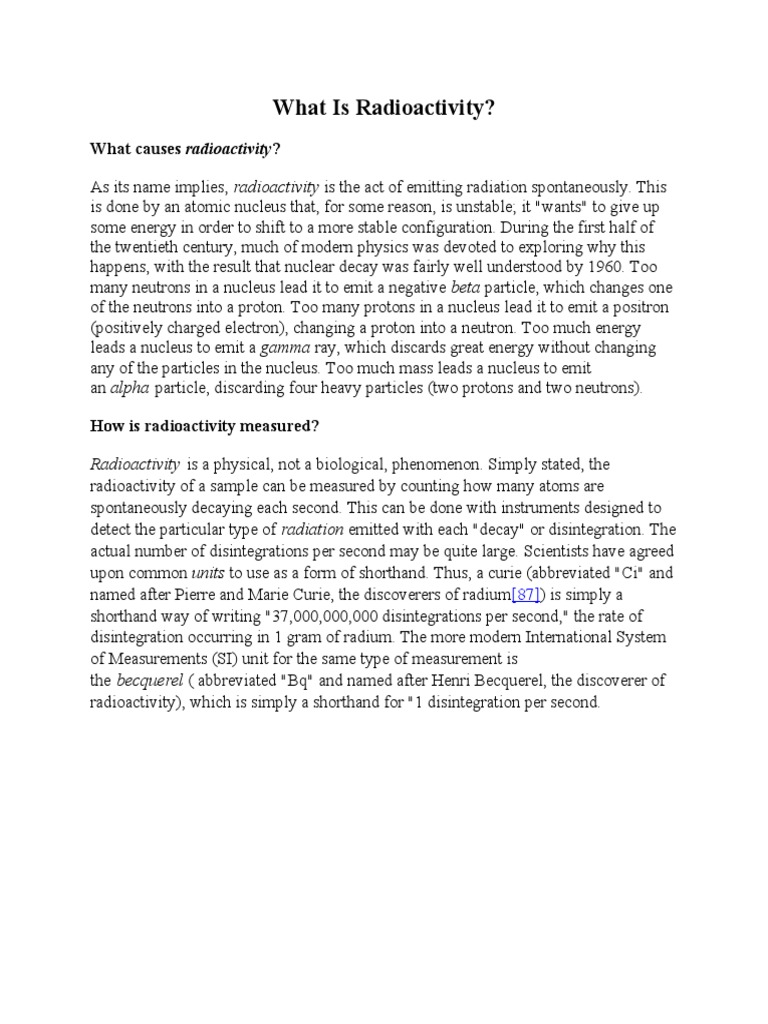 What Is Radioactivity | PDF