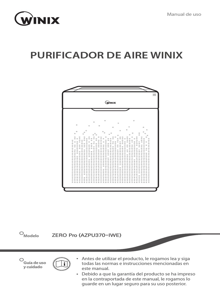 Manual de Uso WINIX ZERO Pro ES v2 PDF | PDF