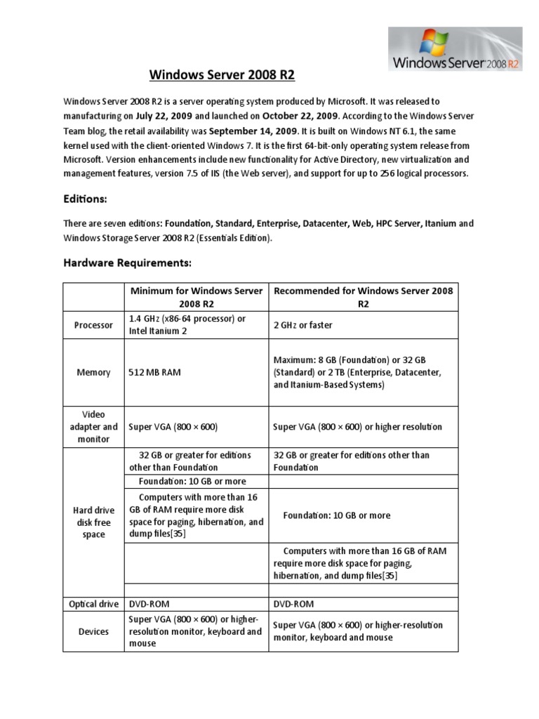 Windows Server 2008 R2: 64-bit Server OS with Enhanced Virtualization ...