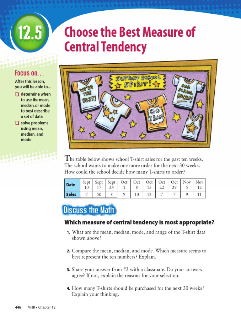 Choose The Best Measure of Central Tendency: Focus On | PDF | Mean ...