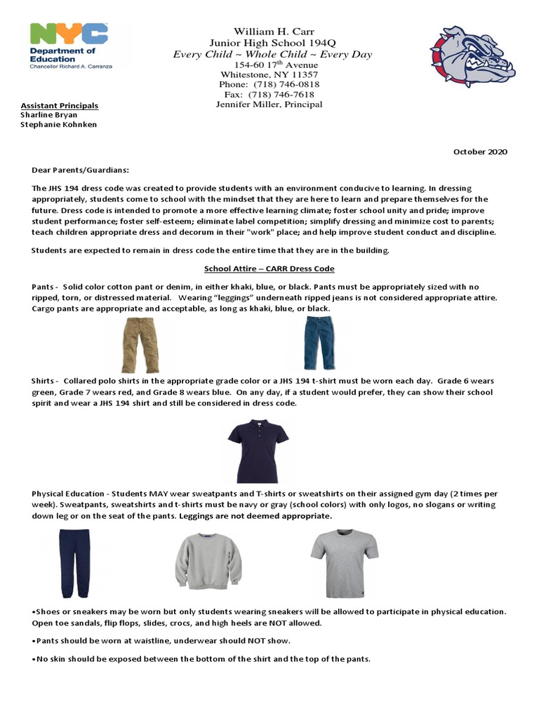 Dress Code Letter 10 | PDF | Sweater | Trousers
