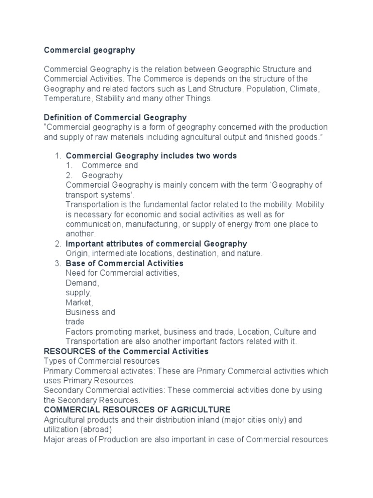 Commercial Geography | PDF | Resource | International Bank For ...