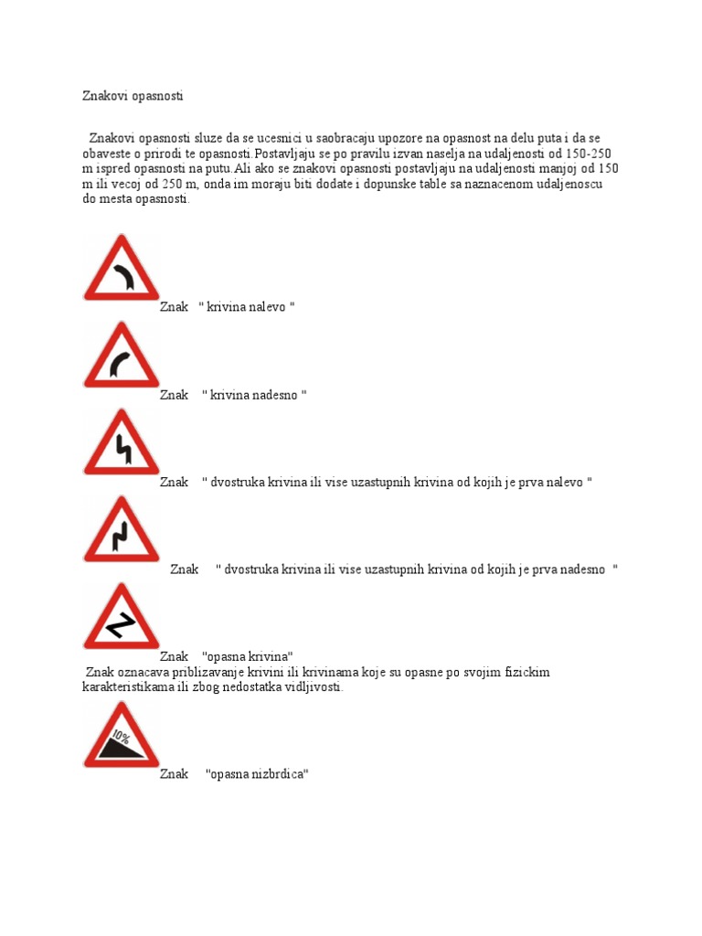 Saobraćajni Znakovi | PDF