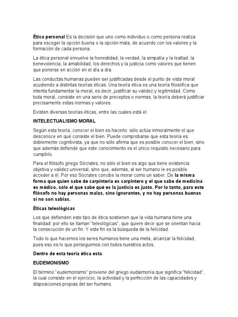 Teorias Eticas Fundamentales | PDF | Hedonismo | Moralidad