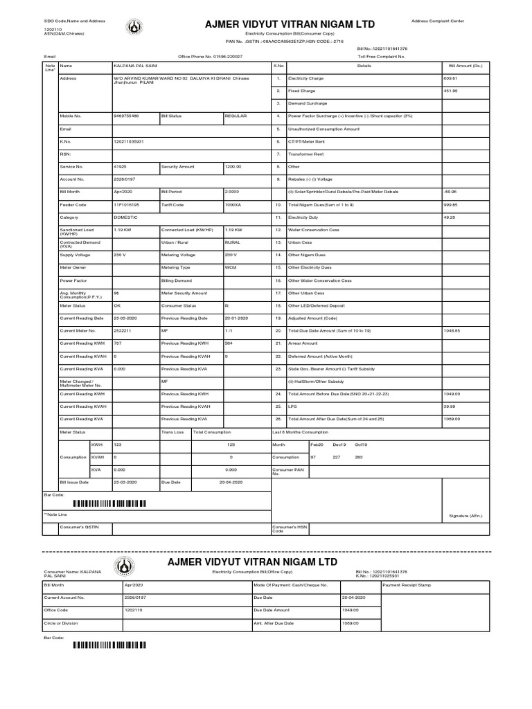 Current Bill | Download Free PDF | Payments | Power (Physics)