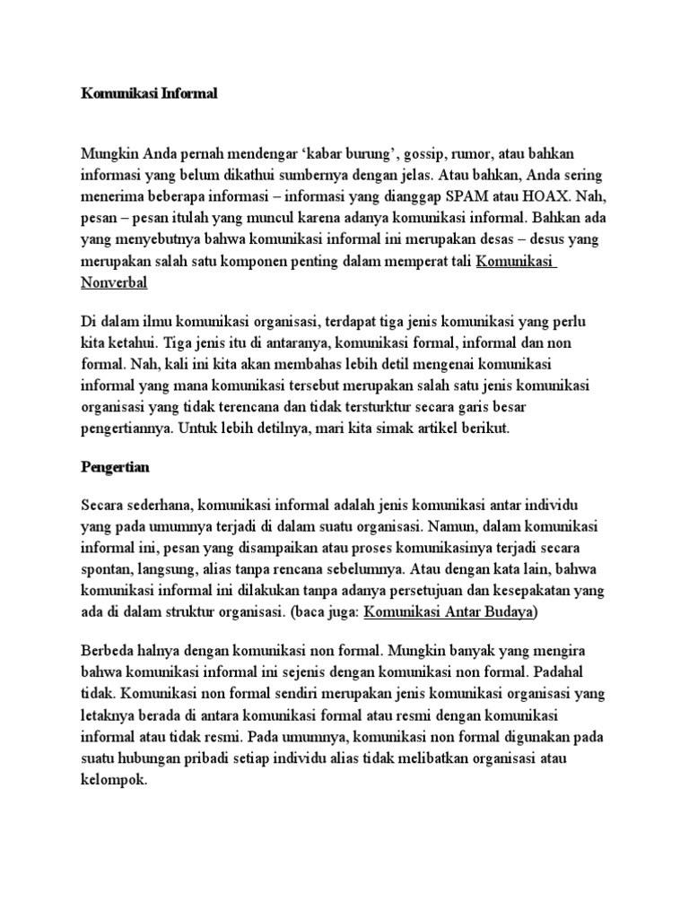 Komunikasi Informal Dani | PDF