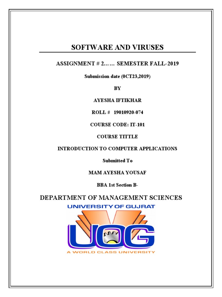 Software and Viruses: Assignment # 2 Semester Fall-2019 | Download Free ...