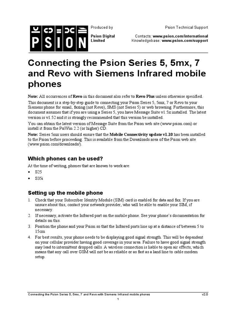 Connecting With Siemens Infrared Mobile Phones | PDF | Modem | World ...