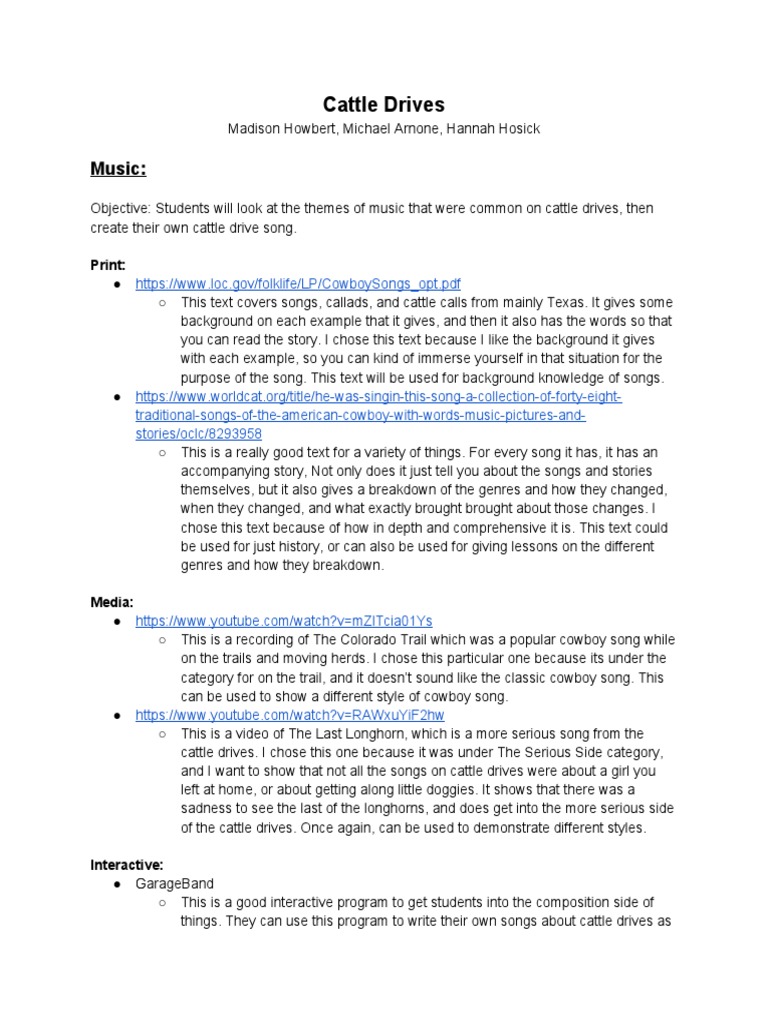 Interdisciplinary Text Sets | PDF | Cowboys | Lesson Plan