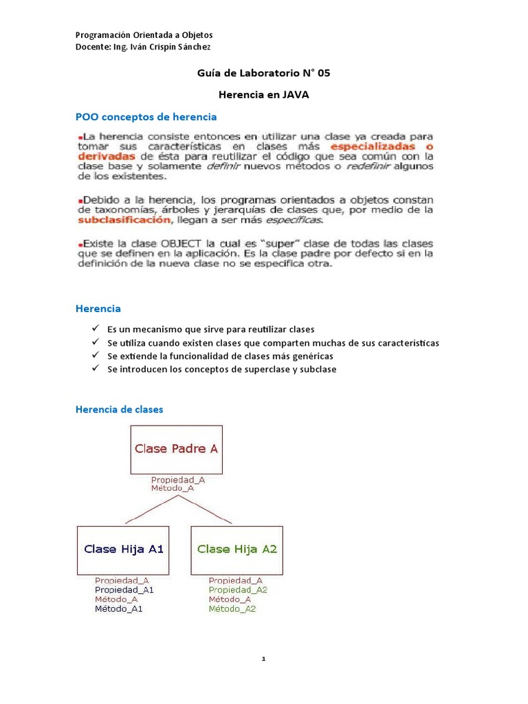 Guia Practica N 05 Herencia | PDF | Herencia (Programación Orientada a ...