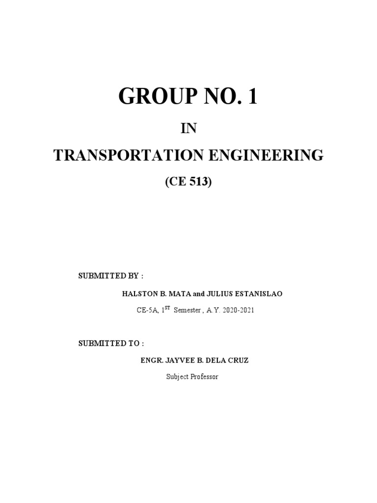 Group No. 1 Transpo | PDF | Transport | Economic Sectors