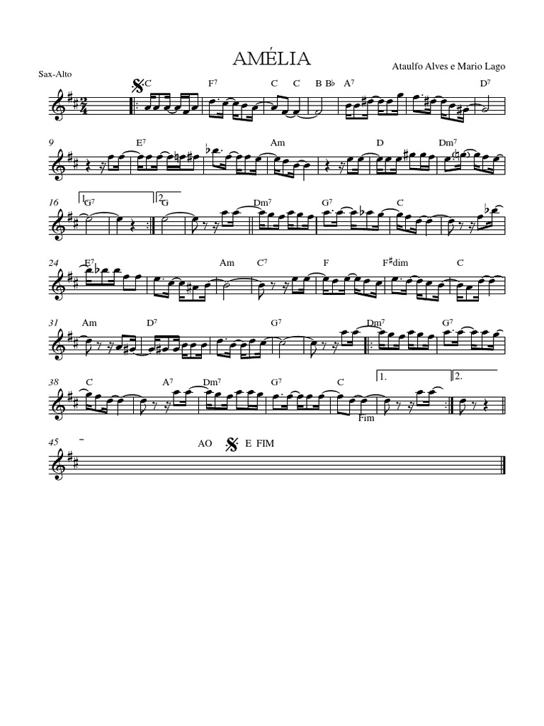 Amelia - Sax-Alto PDF | PDF