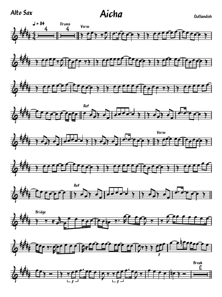 Aicha - Outlandish - Alto Sax | PDF